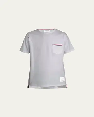 Thom Browne Short-sleeve Logo Pocket T-shirt Light Gray