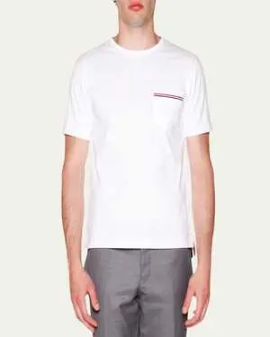Thom Browne Short-sleeve Logo Pocket T-shirt - White