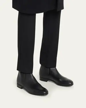 Prada Saffiano Leather Chelsea Boots - Black