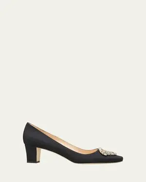 Manolo Blahnik Okkato Crepe De Chine Pumps - Black