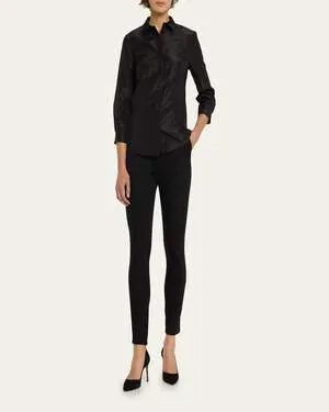 Carolina Herrera Taffeta Button-front Shirt - Black