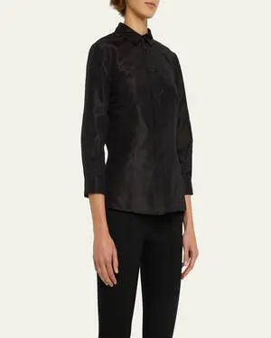 Carolina Herrera Taffeta Button-front Shirt - Black