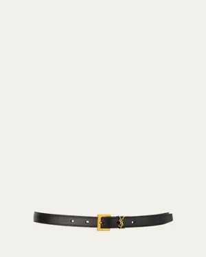 Saint Laurent Saint Laurent YSL Monogram Leather Belt Black / Bronze