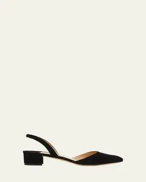 Manolo Blahnik Aspro Suede Slingback Pumps - Black
