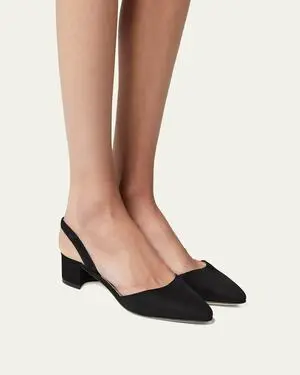 Manolo Blahnik Aspro Suede Slingback Pumps - Black