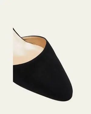 Manolo Blahnik Aspro Suede Slingback Pumps - Black