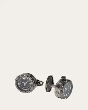 JAN LESLIE Sterling Silver Watch Cuff Links - Blue