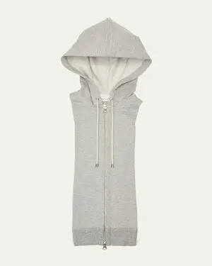 Veronica Beard Knit Hoodie Dickey - Light Gray