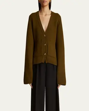 Khaite Cashmere Cropped Cardigan - White