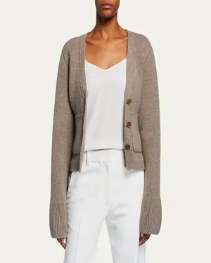 Khaite Cashmere Cropped Cardigan - White