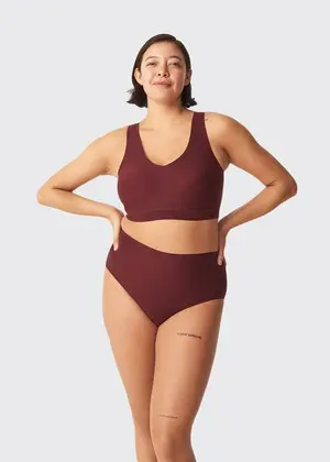 Chantelle Soft Stretch Padded Crop Top Soft Bra Wine