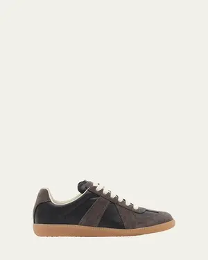 MAISON MARGIELA Replica Suede & Leather Low-top Sneakers - Black