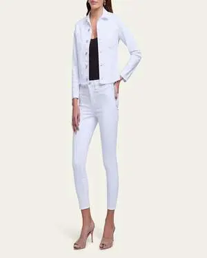 L'Agence Janelle Slim Cropped Jean Jacket - Blanc