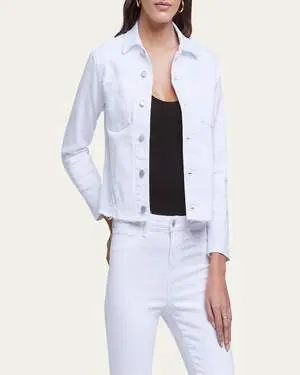 L'Agence Janelle Slim Cropped Jean Jacket - Blanc