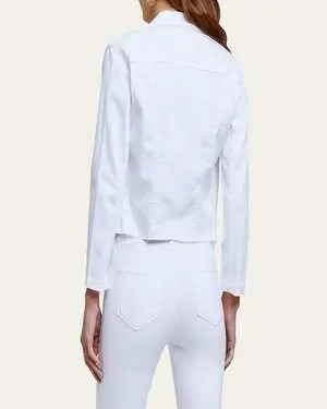 L'Agence Janelle Slim Cropped Jean Jacket - Blanc