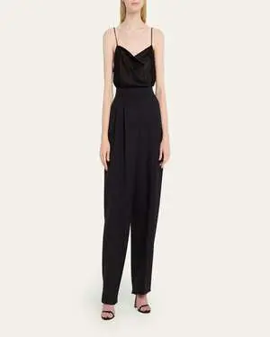 Alice + Olivia Harmon Satin Bodysuit - Black