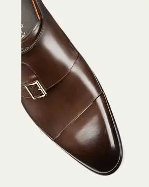 Santoni Ira Double-monk Leather Loafers - Brown