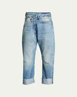 R13 Crossover Cuffed Jeans - Blue