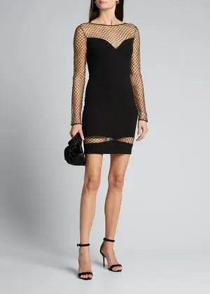 studded mesh dress Self-Portrait Halter neck rhinestone studded mesh dress