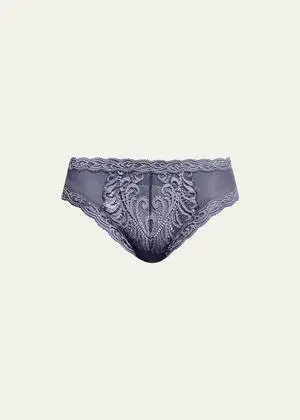 Natori Feathers Lace-trim And Mesh Hipster Briefs Ash Navy