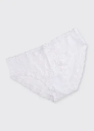 Natori Feathers Lace-trim And Mesh Hipster Briefs Pool Blue