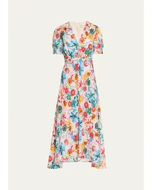 Saloni Lea Printed Maxi Dress - Multi