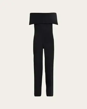 Lela Rose Off-the-shoulder Crepe Jumpsuit - Black