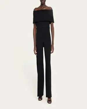 Lela Rose Off-the-shoulder Crepe Jumpsuit