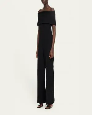 Lela Rose Off-the-shoulder Crepe Jumpsuit
