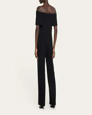 Lela Rose Off-the-shoulder Crepe Jumpsuit