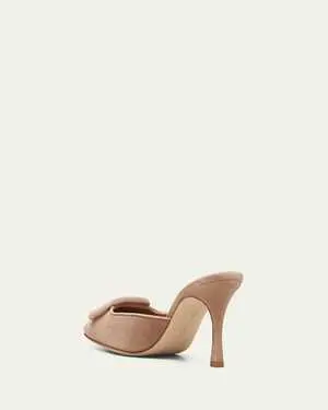 Manolo Blahnik Maysale Suede Mules - Nude