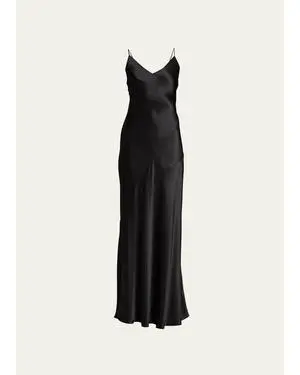 L'Agence Serita Silk Maxi Dress - Black