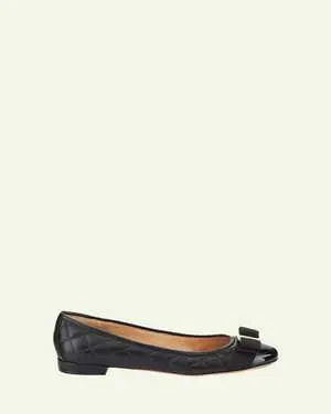 FERRAGAMO Varina Quilted Leather Ballerina Flats