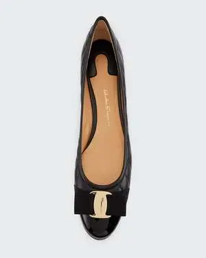 FERRAGAMO Varina Quilted Leather Ballerina Flats