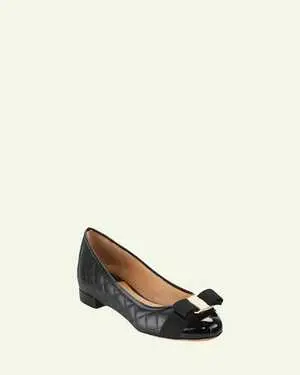 FERRAGAMO Varina Quilted Leather Ballerina Flats
