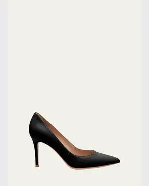 GIANVITO ROSSI 85 Vitello Leather Pumps - Black