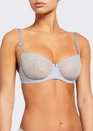 Simone Perele Delice Embroidered Demi Bra - Gray/blue