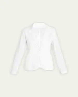 Majestic Filatures Stretch Linen One-button Blazer - White