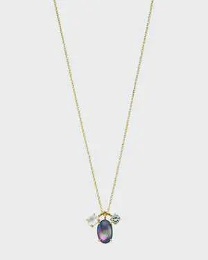 Ippolita 3 Stone Pendant Necklace In 18k Gold Blue Pattern