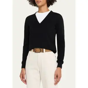 Brunello Cucinelli V-neck Cashmere Sweater - Black