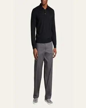 Bergdorf Goodman Long-sleeve Cashmere Polo Sweater - Black