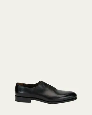 FERRAGAMO Angiolo Tramezza Whole-cut Leather Lace-up Shoes - Black