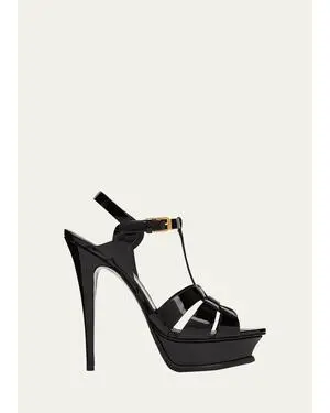 Saint Laurent Tribute Patent Platform Sandals - Black