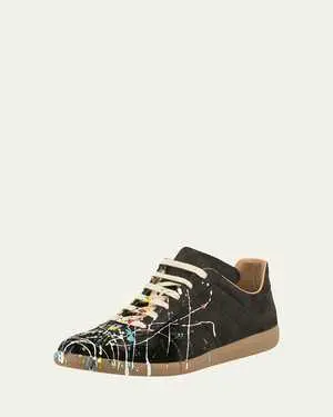MAISON MARGIELA Replica Paint-splatter Sneakers - Black