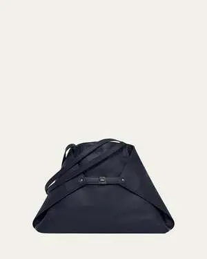 Akris Ai Medium Leather Tote Bag - Navy