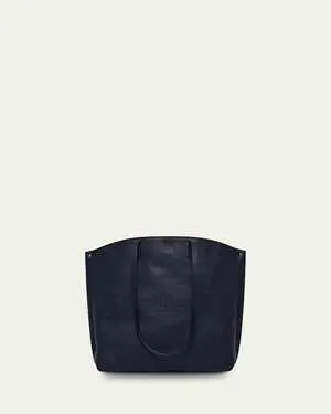 Akris Ai Medium Leather Tote Bag - Navy