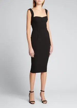 Victoria Beckham Fitted Crepe Sweetheart Dress In Black - 60% Off |  Editorialist