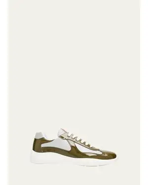 Prada America's Cup Patent Leather Sneakers - Brown