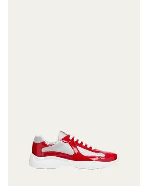 Prada America's Cup Patent Leather Sneakers - Red Silver