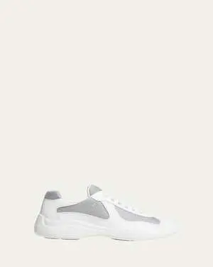 Prada America's Cup Patent Leather Sneakers - White Silver
